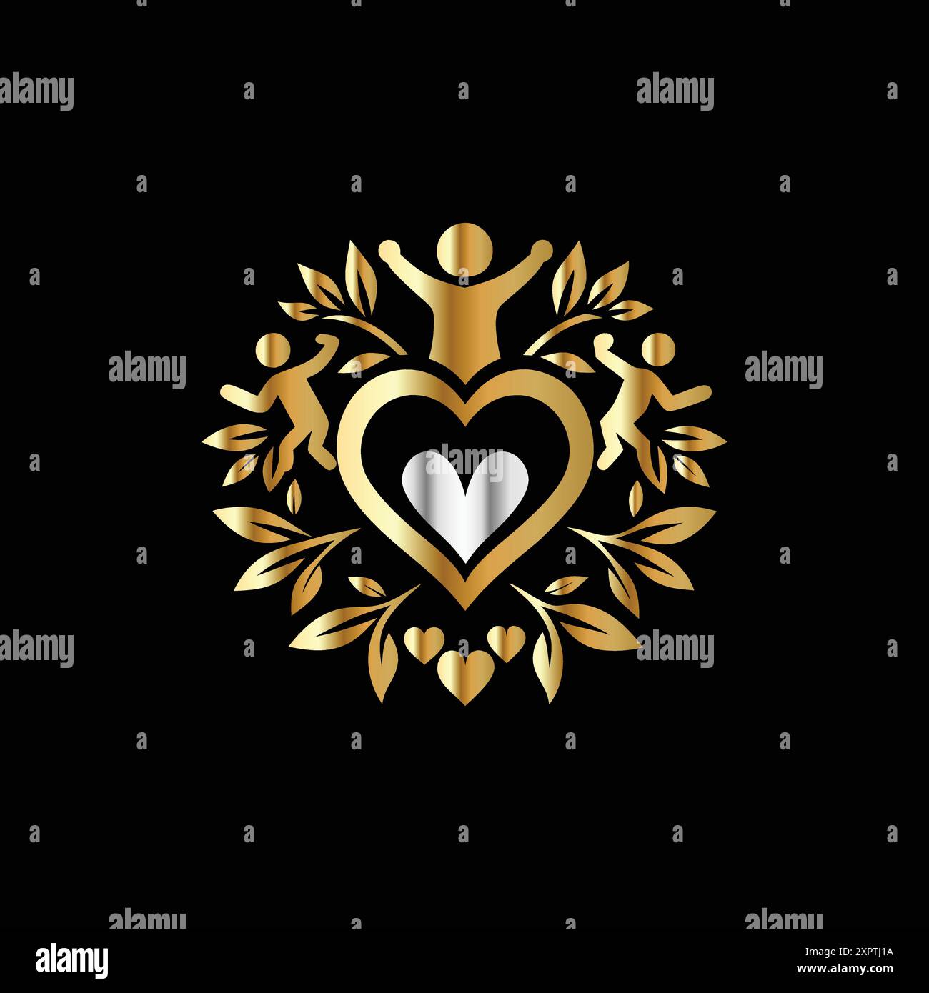 Luxury abstract gold logo template with heart and people. Vector ...