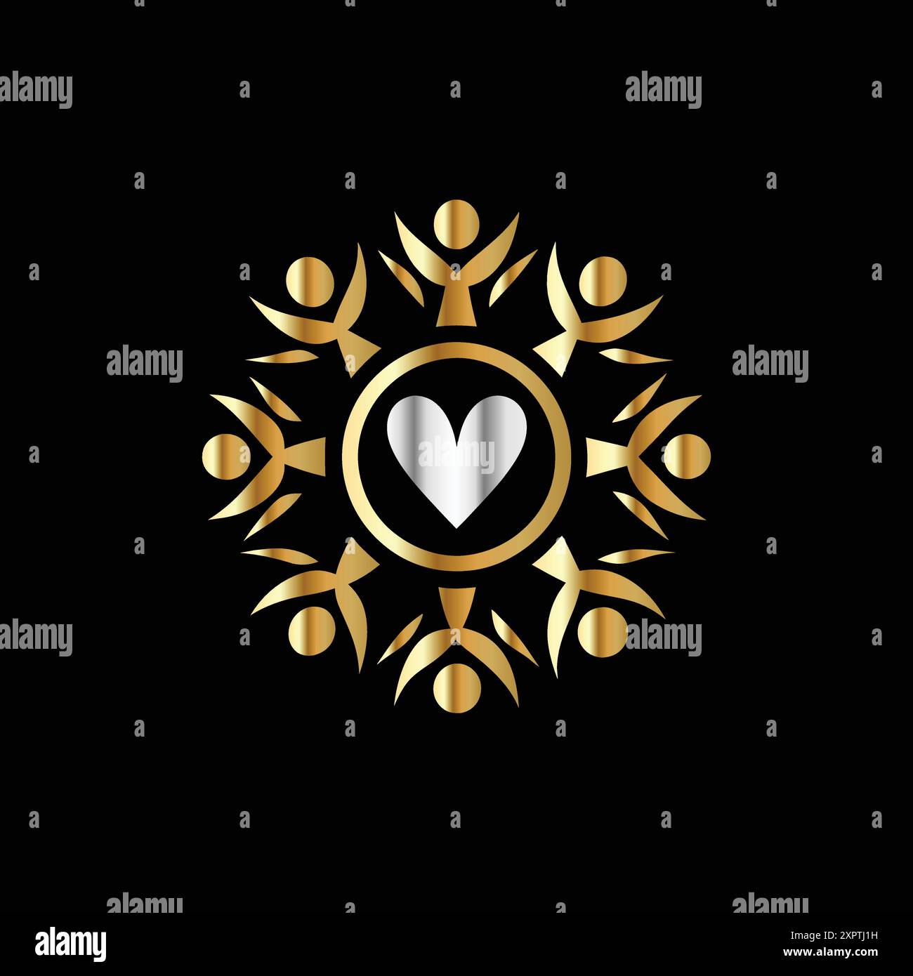 Luxury abstract gold logo template with heart and people. Vector ...