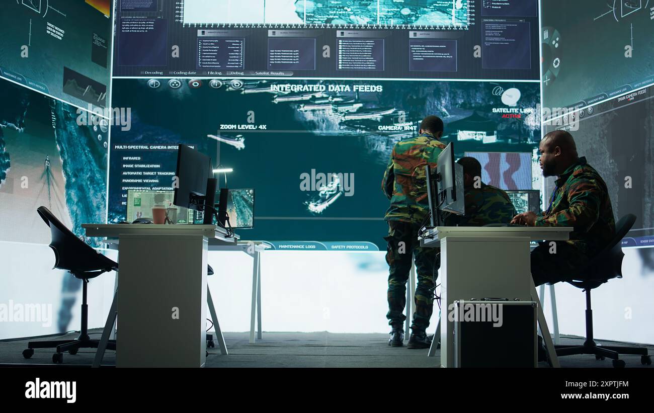 Officer managing surveillance cctv system with data analysis and ...