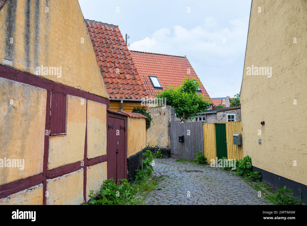 buildings near the street in town of Stege on island of Mon in denmark ...
