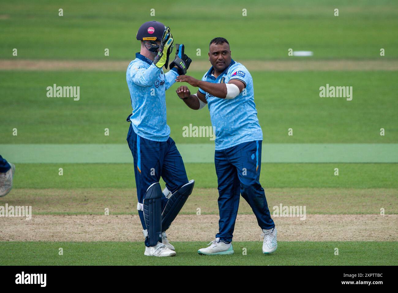 Southampton, UK. 07 August 2024. Samit Patel (right) and Brooke Guest ...