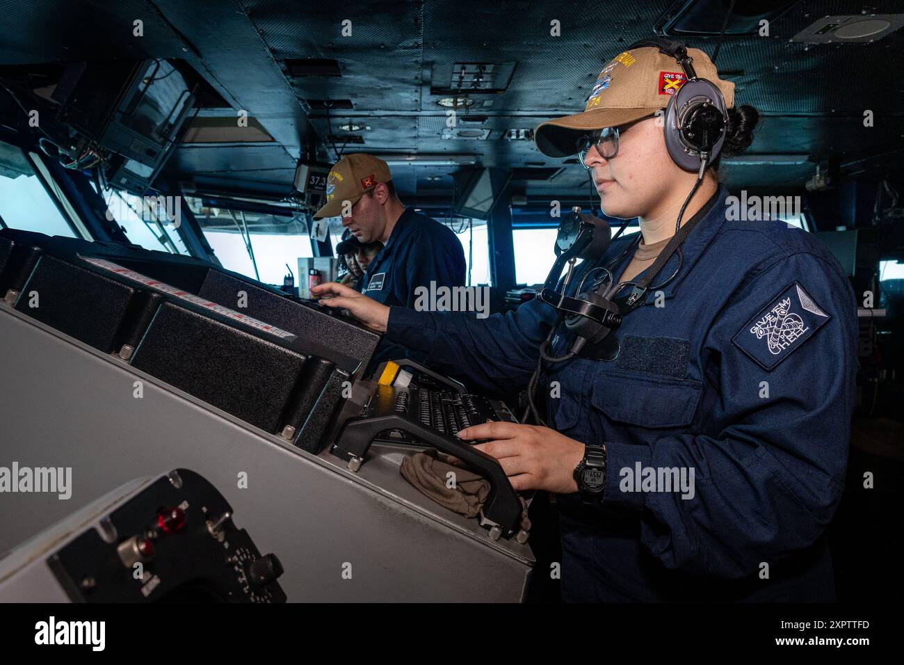 240803-N-RG232-2401 ATLANTIC OCEAN (Aug. 3, 2024) Operations Specialist ...