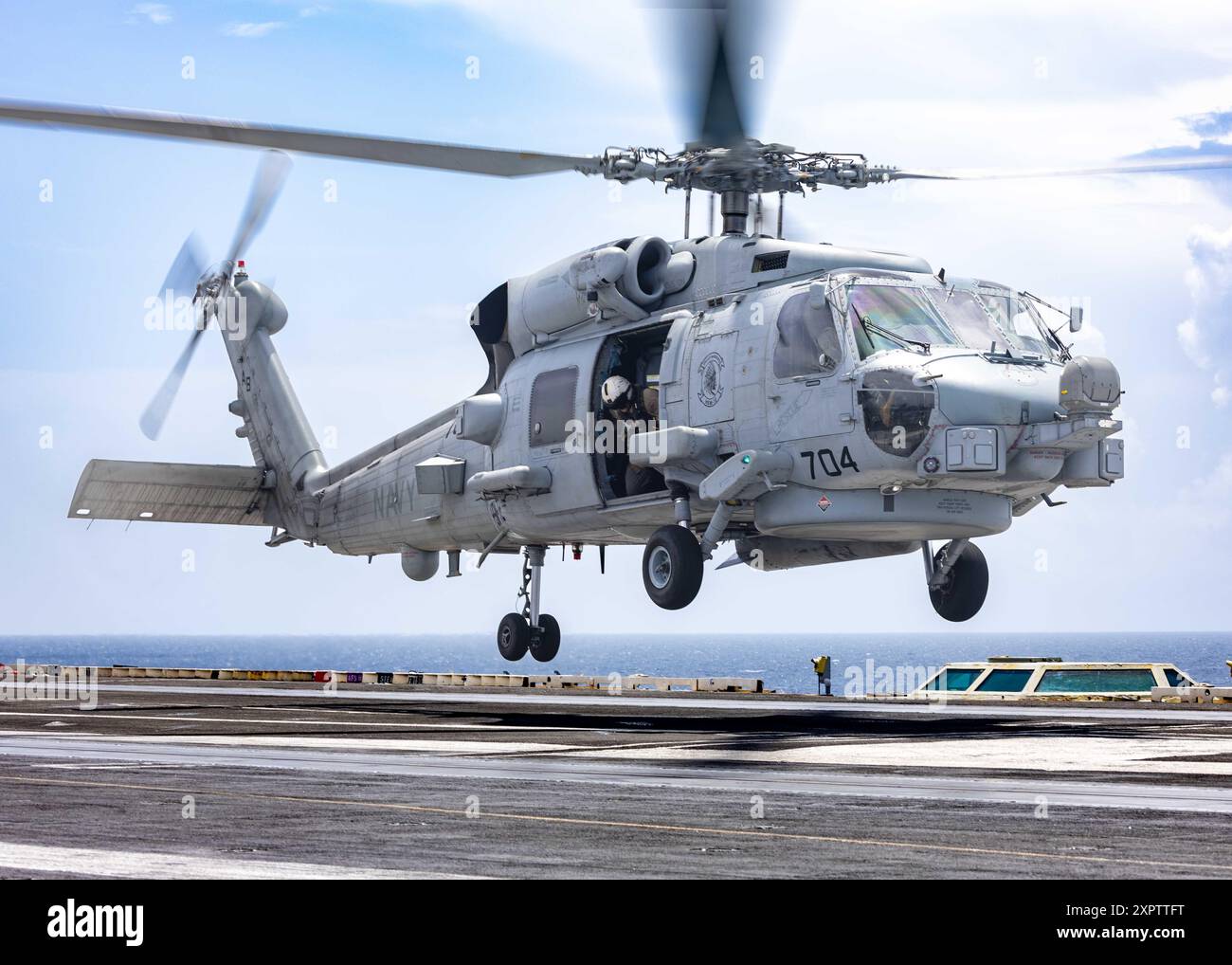 240803-N-JR318-1250 ATLANTIC OCEAN (Aug. 3, 2024) An MH-60R Sea Hawk ...