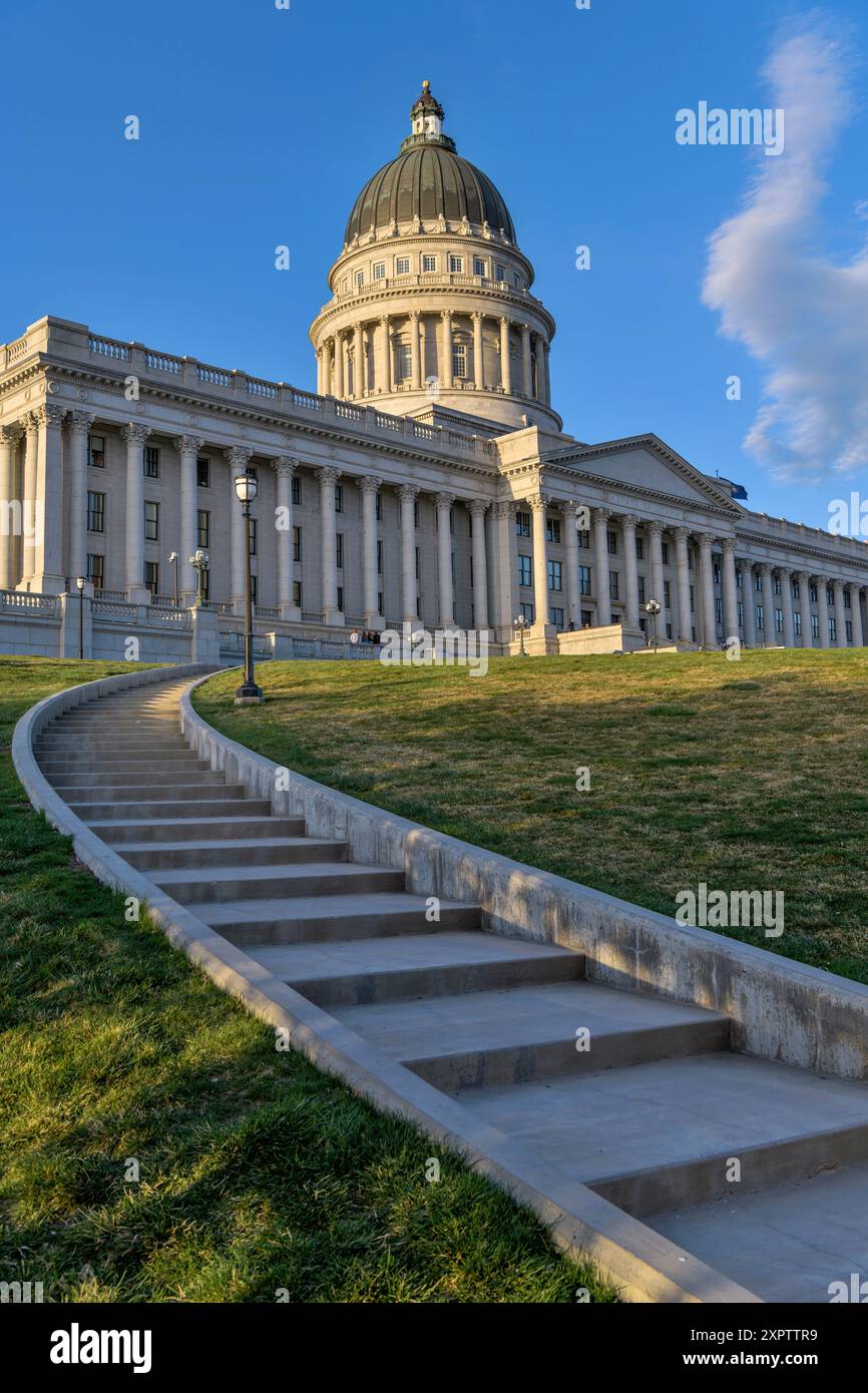 Utah State Capitol Hill - A vertical and wide-angle view of a steep ...