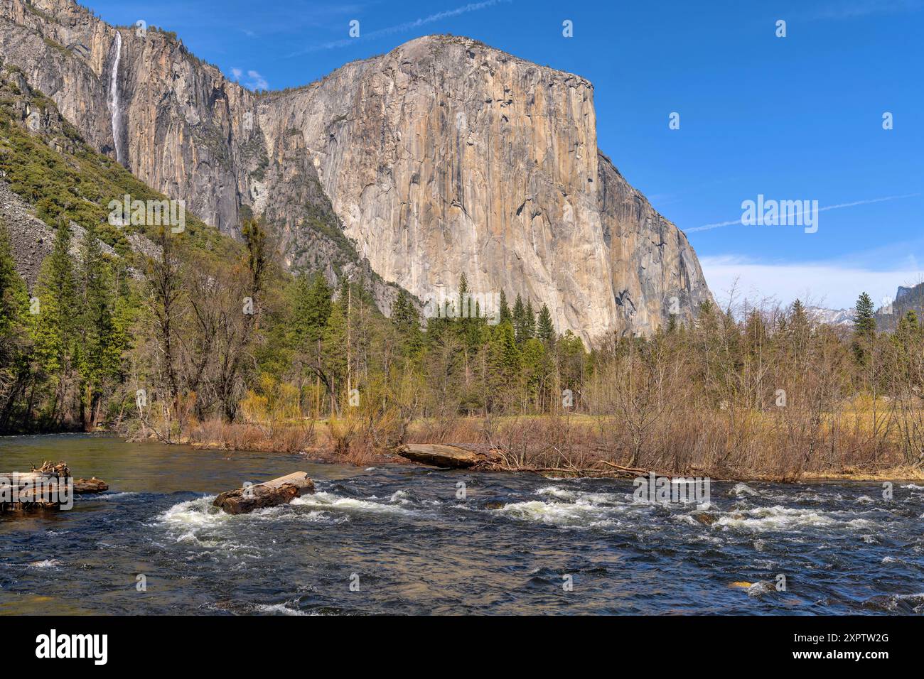 El Capitan - Closeup view of steep cliff wall of El Capitan towering at ...