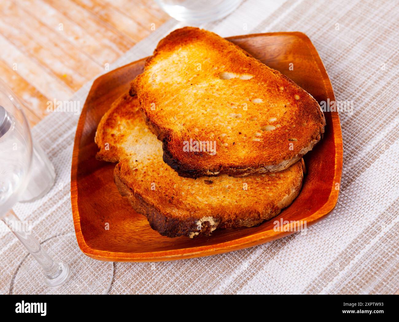 Fried toast served on platter for breakfast Stock Photo - Alamy