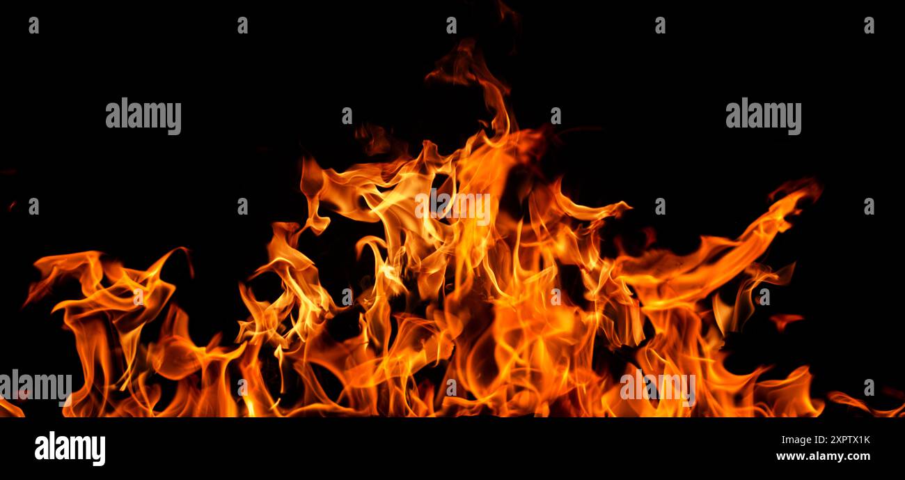 Fire flame background. Hell bonfire. Texture of fire on a black ...