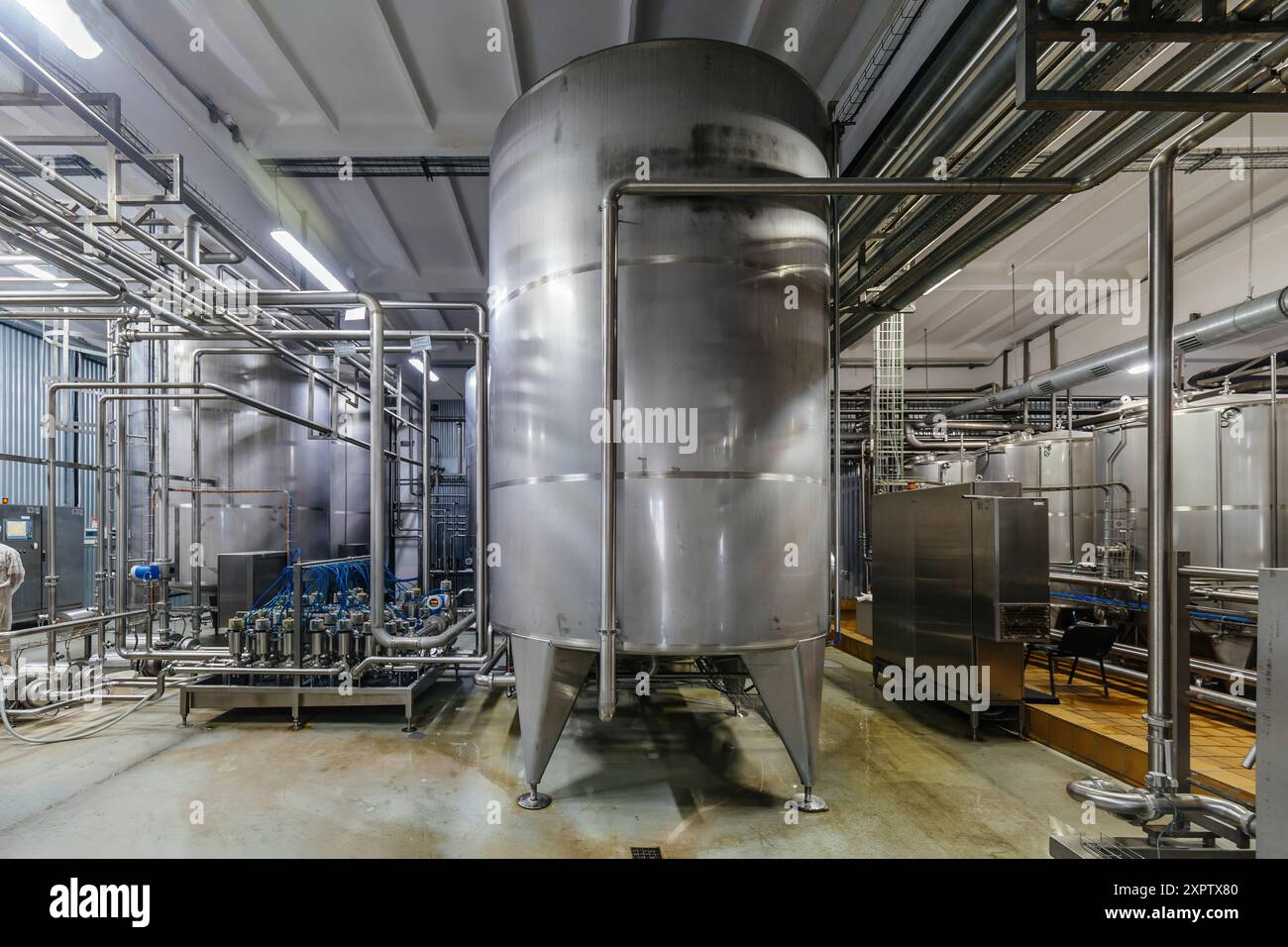Modern brewery production line, vats and pipeline Stock Photo - Alamy