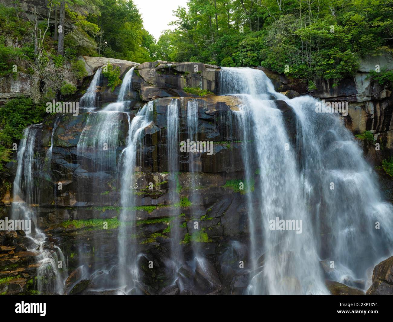 Aerial view of Whitewater Falls in Nantahala National Forest, North ...