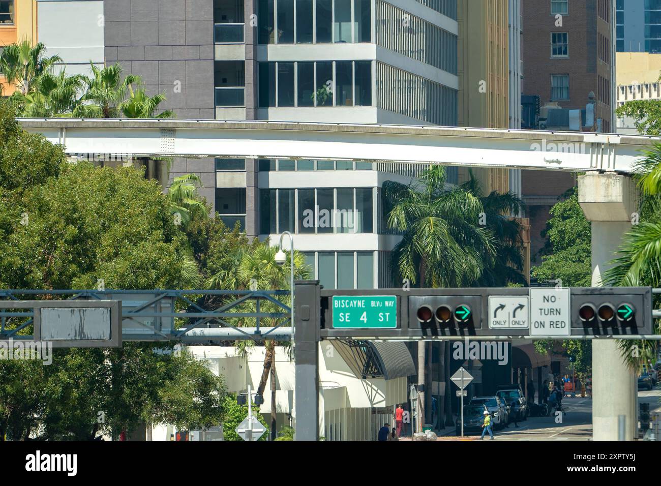 American street traffic light in Miami, Florida. USA transportation ...