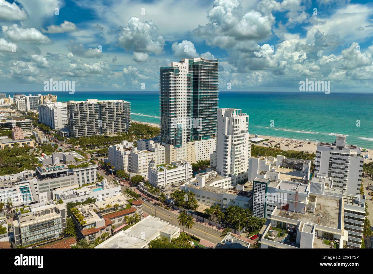 American southern architecture of Miami Beach. South Beach high ...