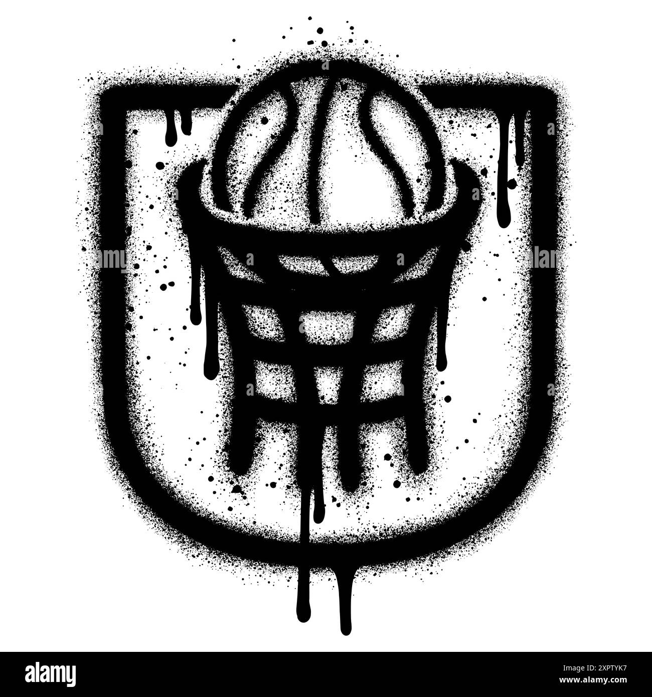 Spray Painted Graffiti Basketball hoop Sprayed isolated with a white ...