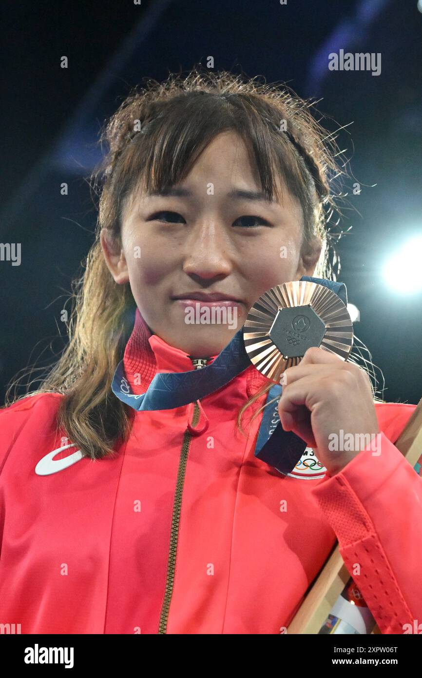 SUSAKI Yui Japan (JPN), WFS 50kg Bronze Medal, Medal Ceremony, Wrestling at Champ-de-Mars Arena ...