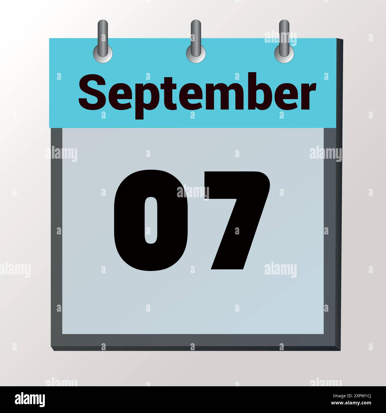 vector calendar page with date September 7, light colors Stock Vector ...