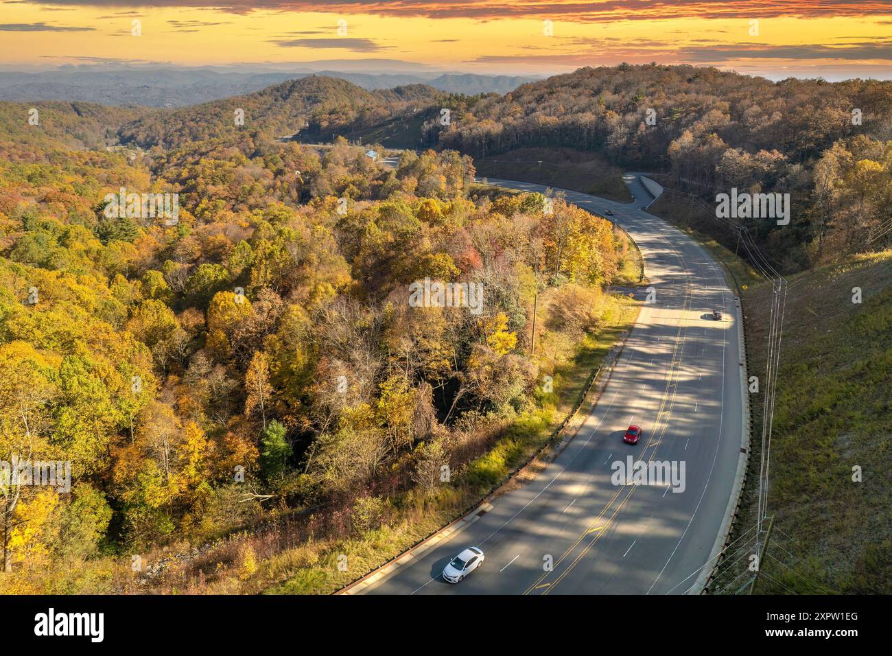 Highway road in USA. American freeway road with fast driving cars ...