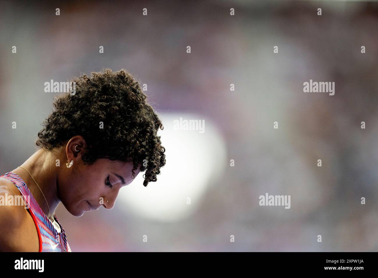 Anna Cockrell of, USA. , . ahead of competing in women's 400m hurdles ...