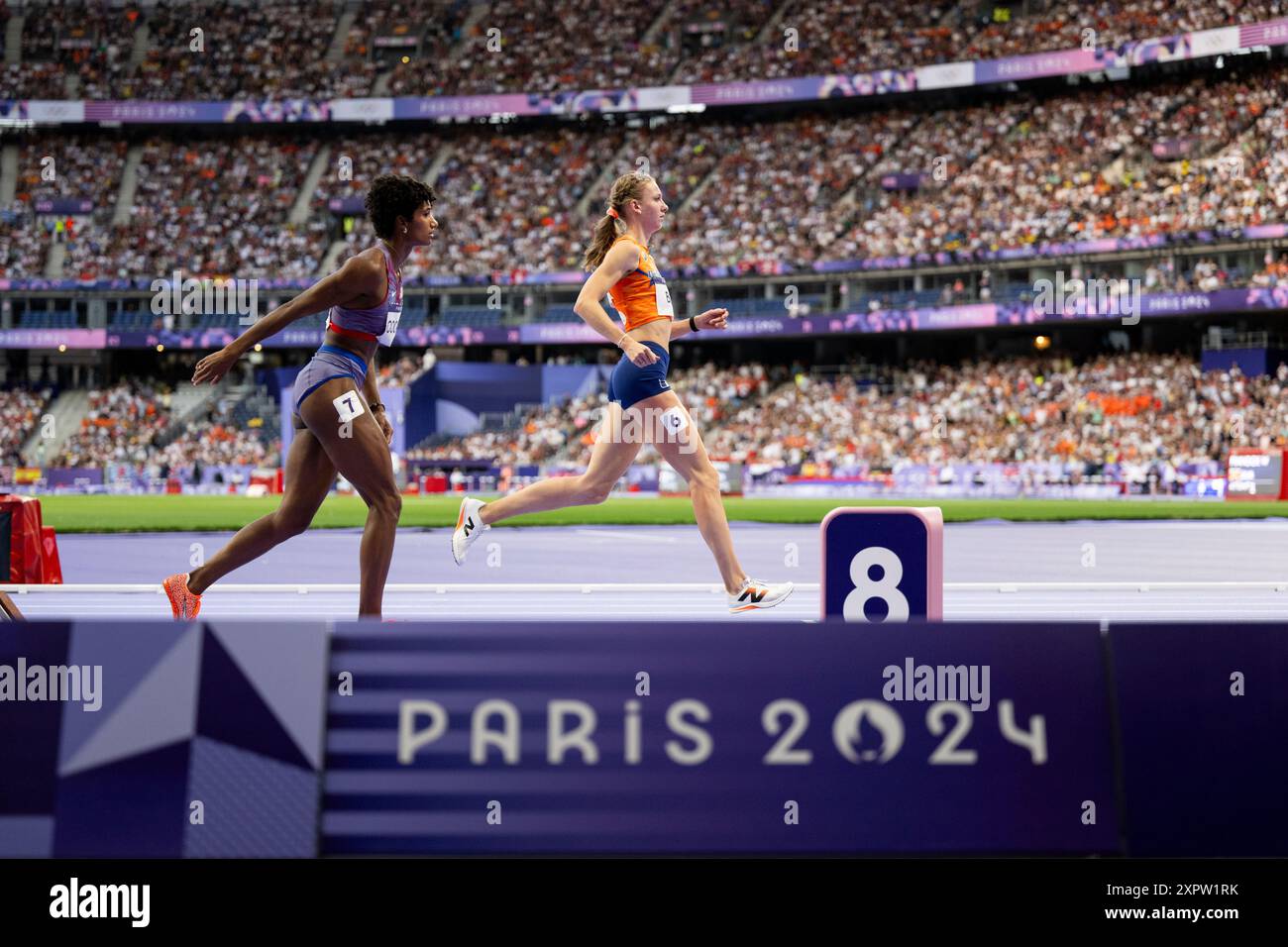 Anna Cockrell of, USA. , . and Femke Bol of Netherlands during a false ...