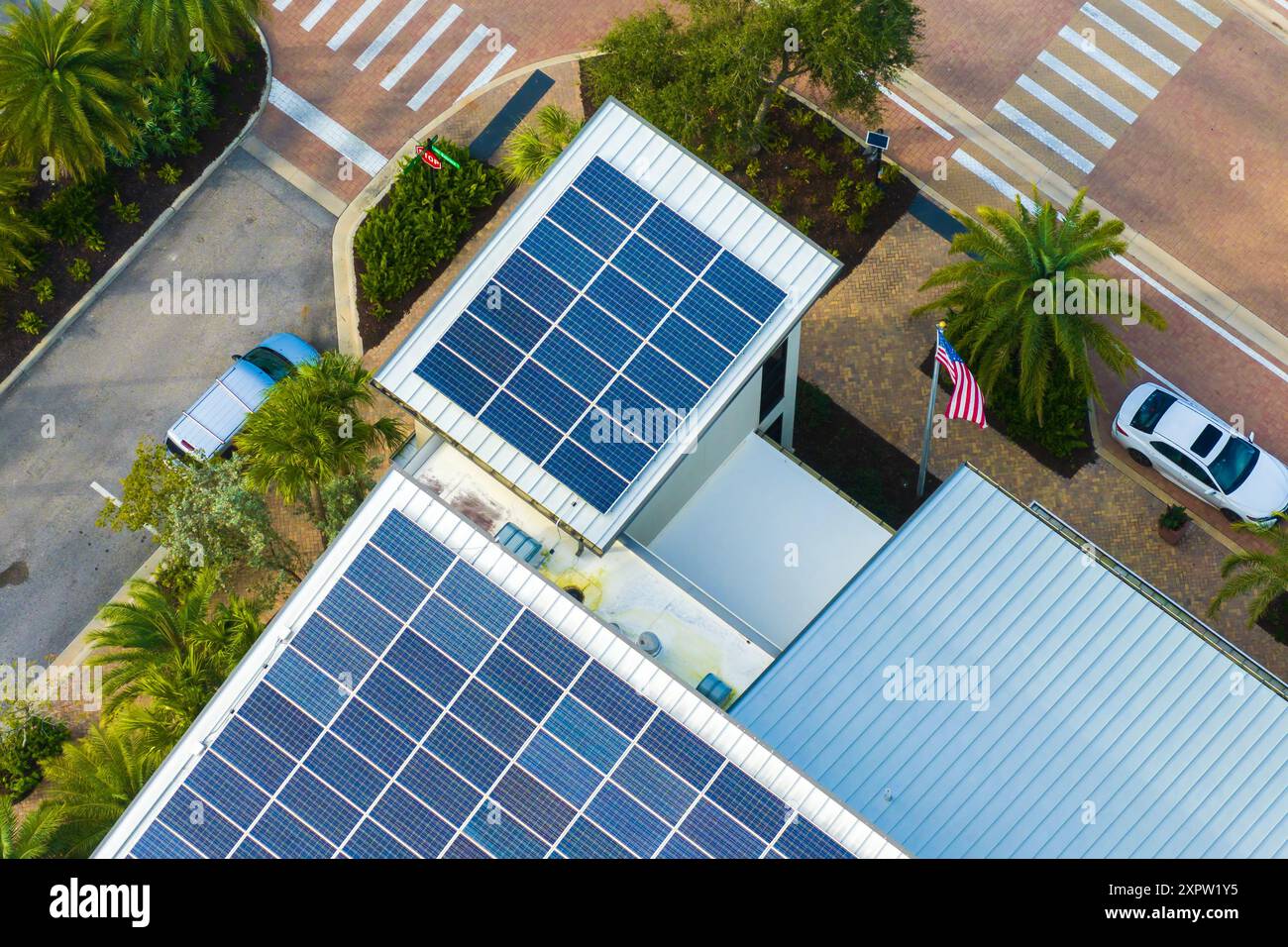 Photovoltaic panels on solar rooftop of Florida commercial building for ...