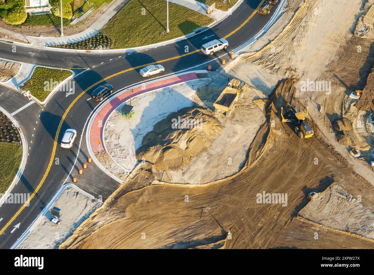 Roundabout intersection construction in North Port, Florida ...