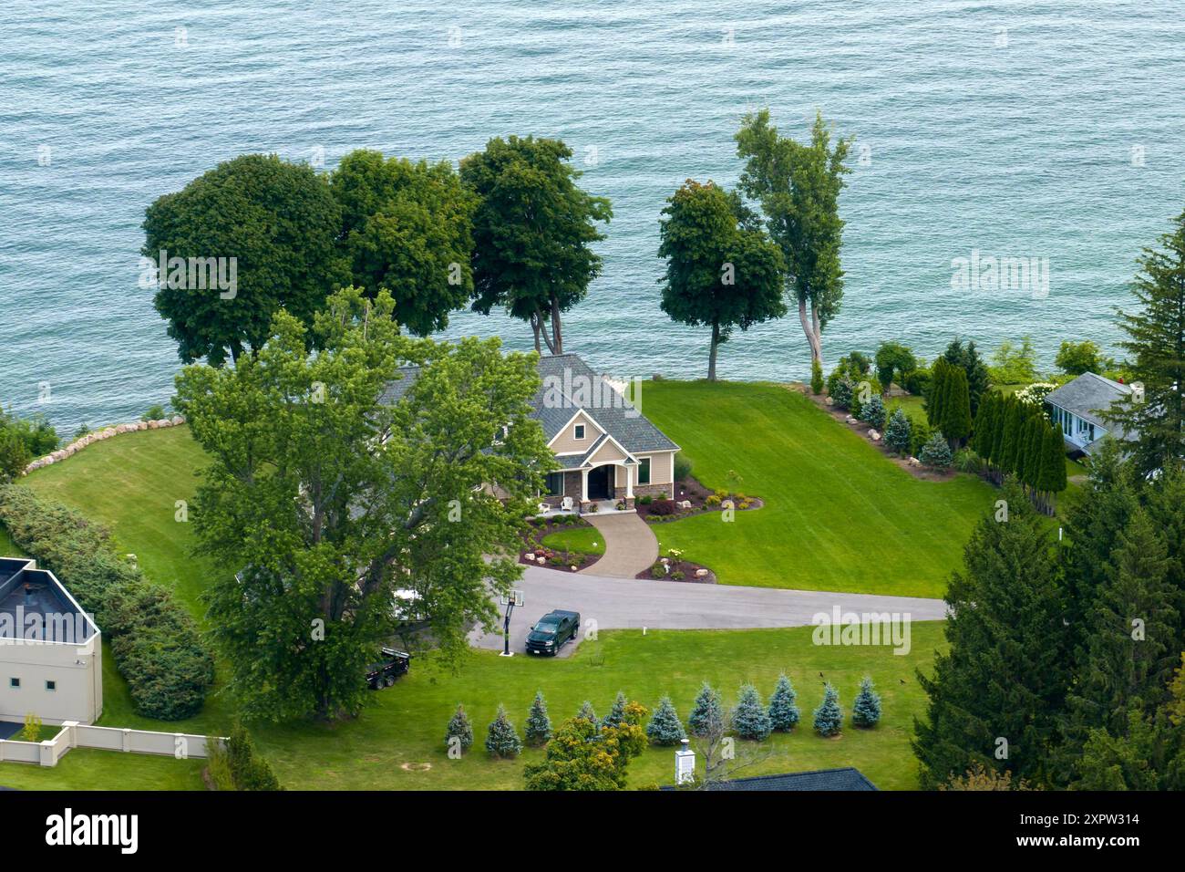 Two story private home in rural suburbs on Ontario lake shore outside ...