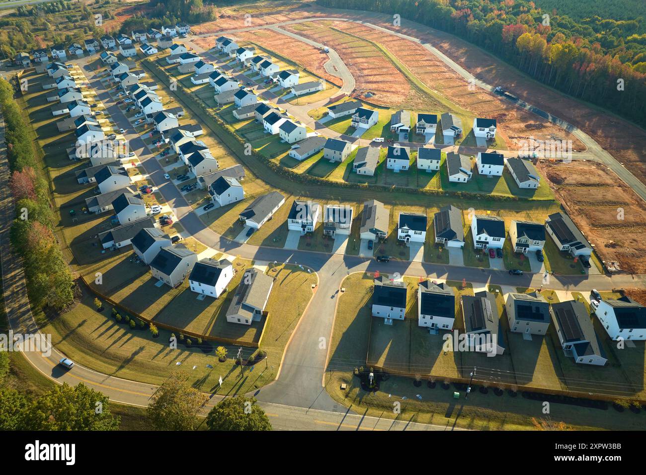 View from above of densely built residential houses in living area in ...