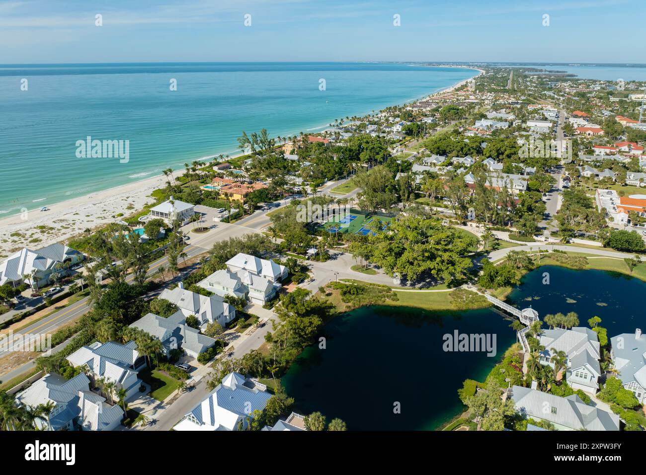 Wealthy neighborhood in small town Boca Grande, Florida with expensive ...