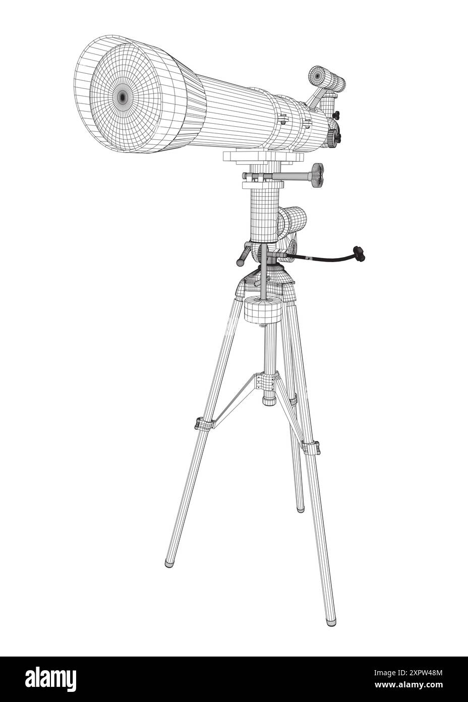 Wireframe drawing of Telescope - astronomy tool. Telescope in simple ...