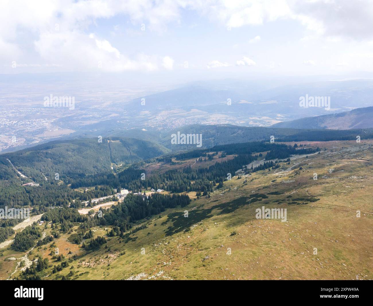 Aerial panorama of Vitosha Mountain near Cherni Vrah peak, Sofia City ...