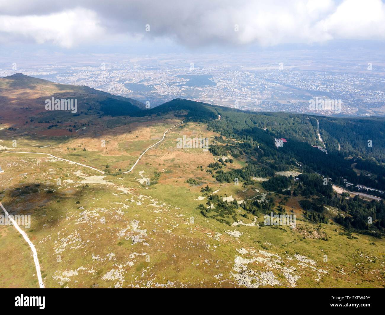 Aerial panorama of Vitosha Mountain near Cherni Vrah peak, Sofia City ...