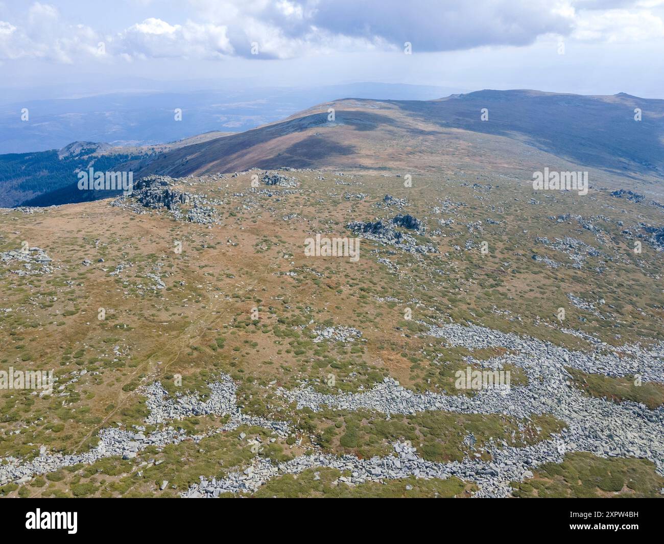 Aerial panorama of Vitosha Mountain near Cherni Vrah peak, Sofia City ...