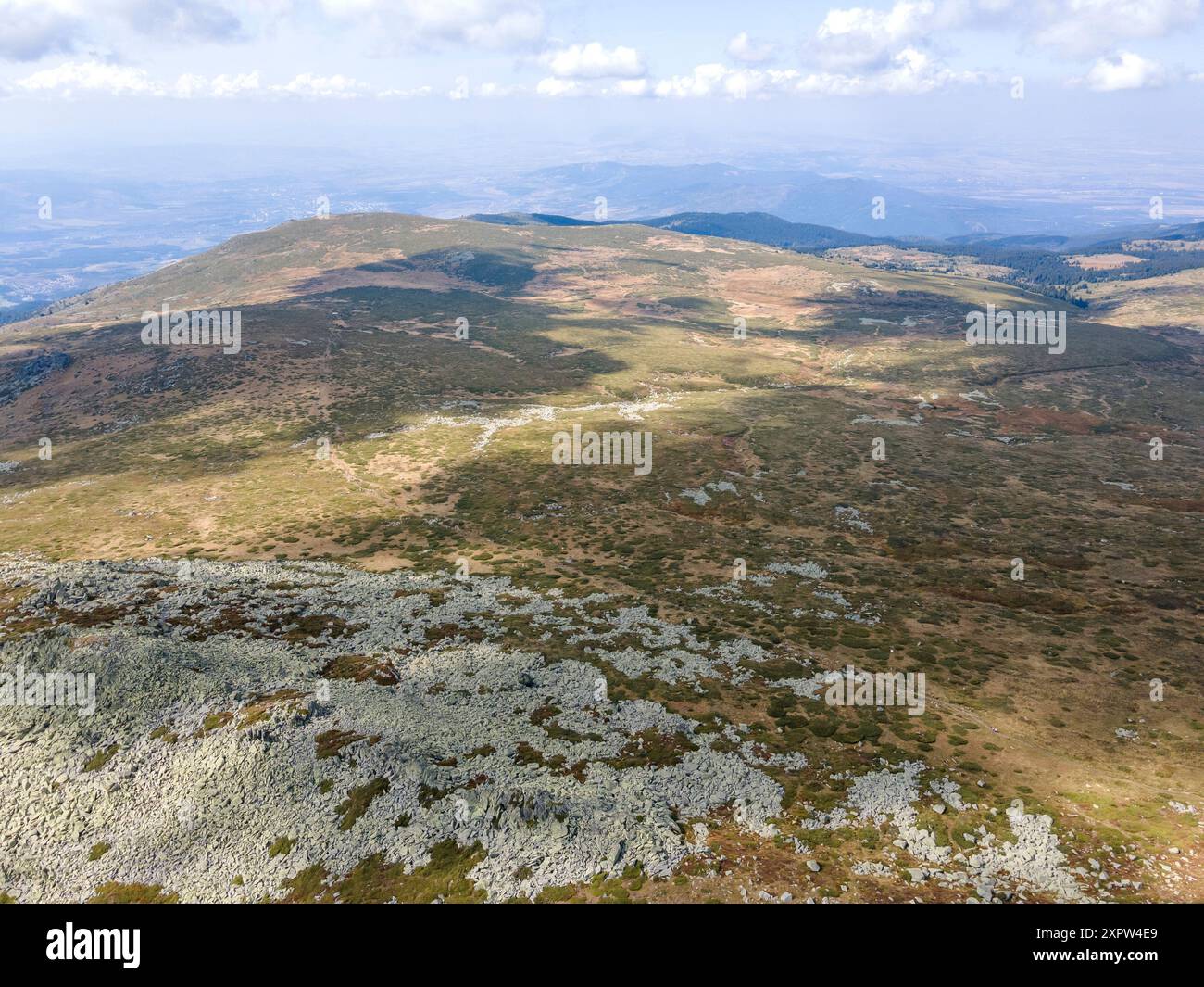 Aerial panorama of Vitosha Mountain near Cherni Vrah peak, Sofia City ...