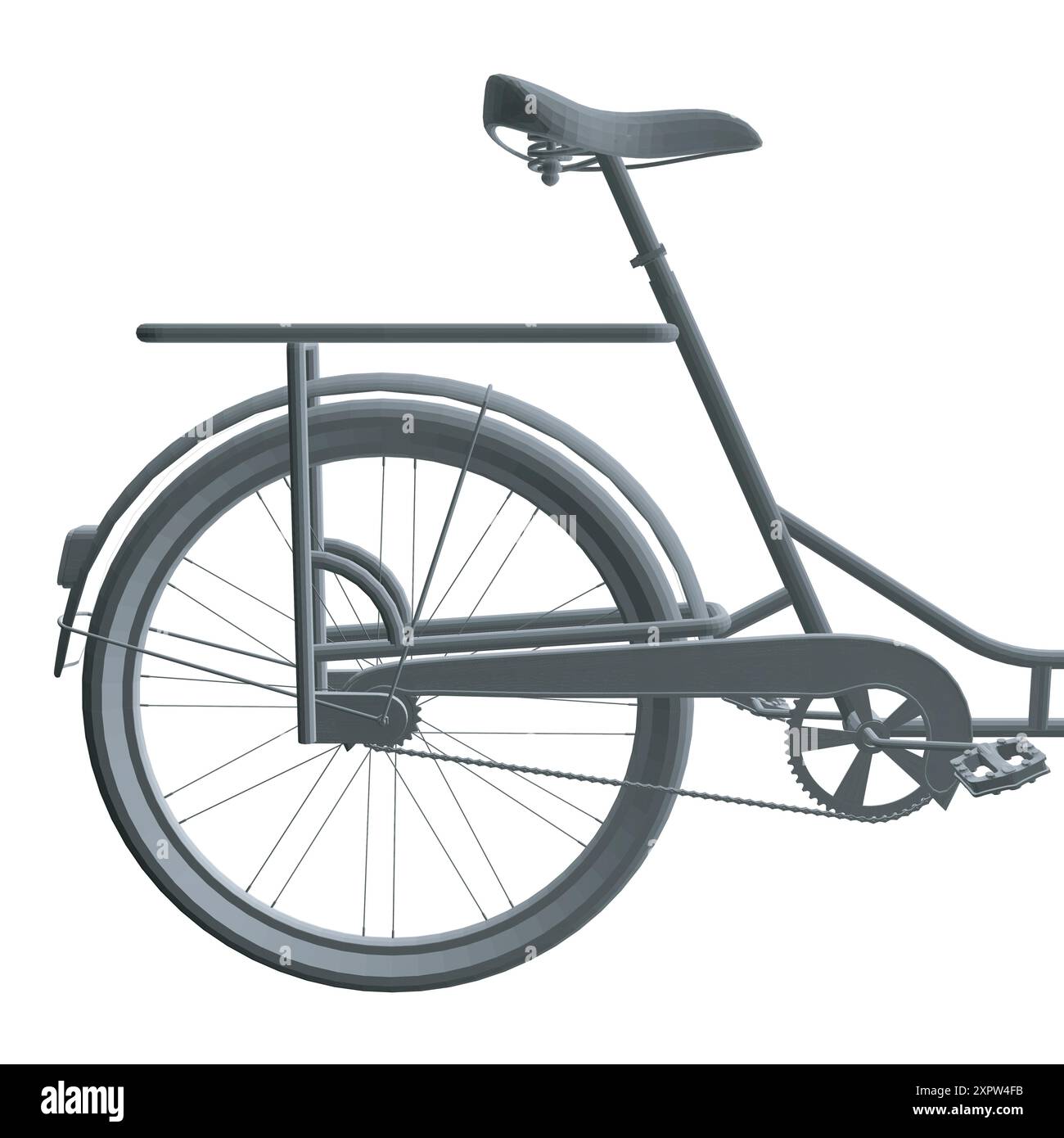 Vector illustration of the polygonal model of the back of a bicycle ...