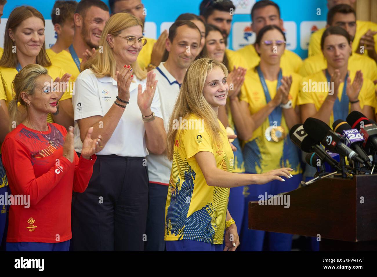 Otopeni, Romania. 7th Aug, 2024: Gymnast Sabrina Maneca-Voinea (R ...