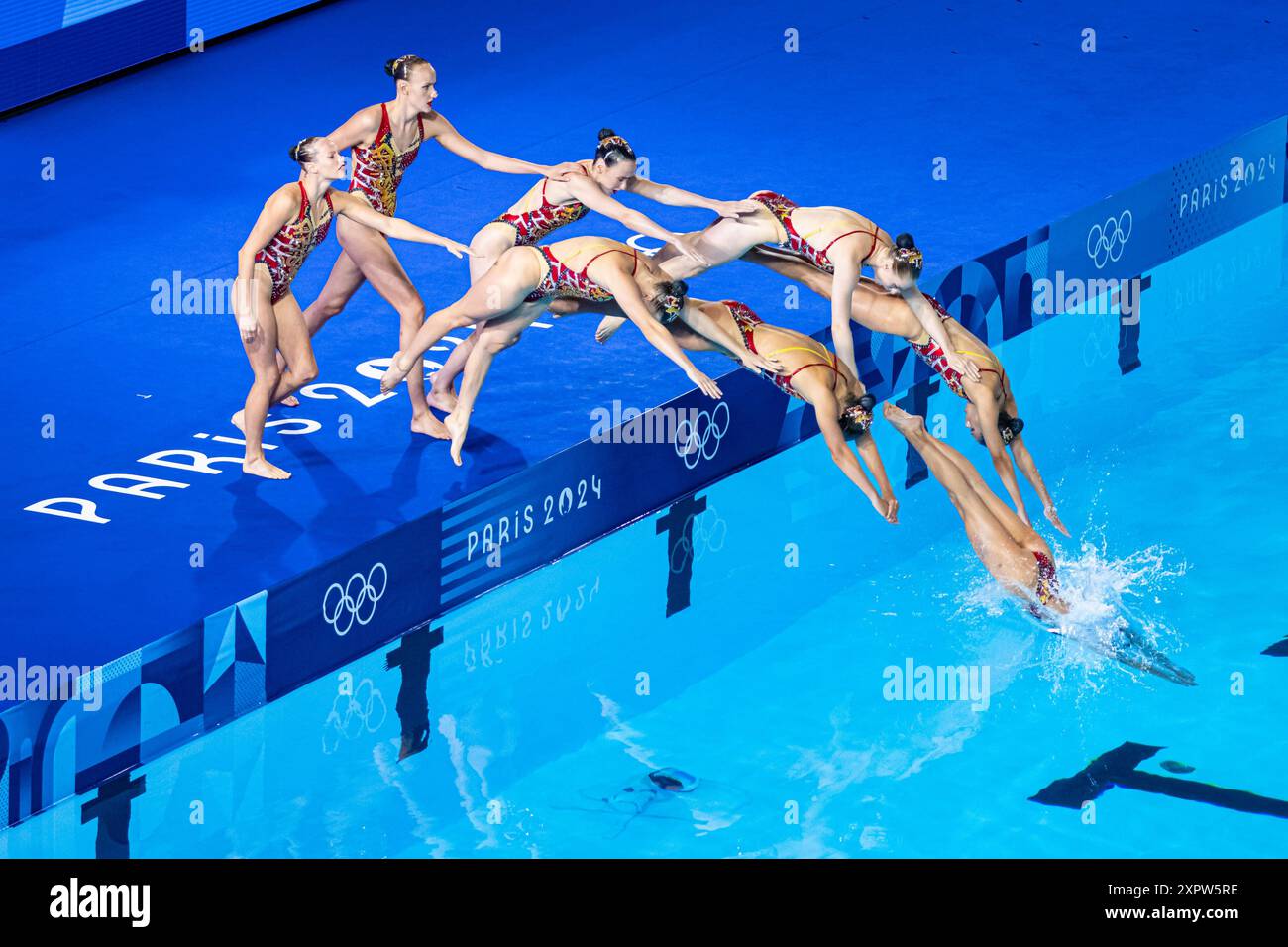 Paris, France. 07th Aug, 2024. Olympic Games, acrobatic routine in ...