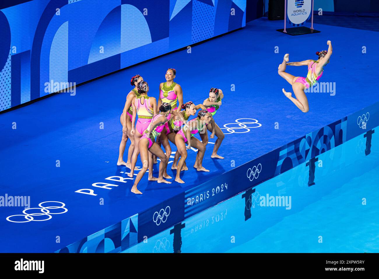 Paris, France. 07th Aug, 2024. Olympic Games, acrobatic routine in ...