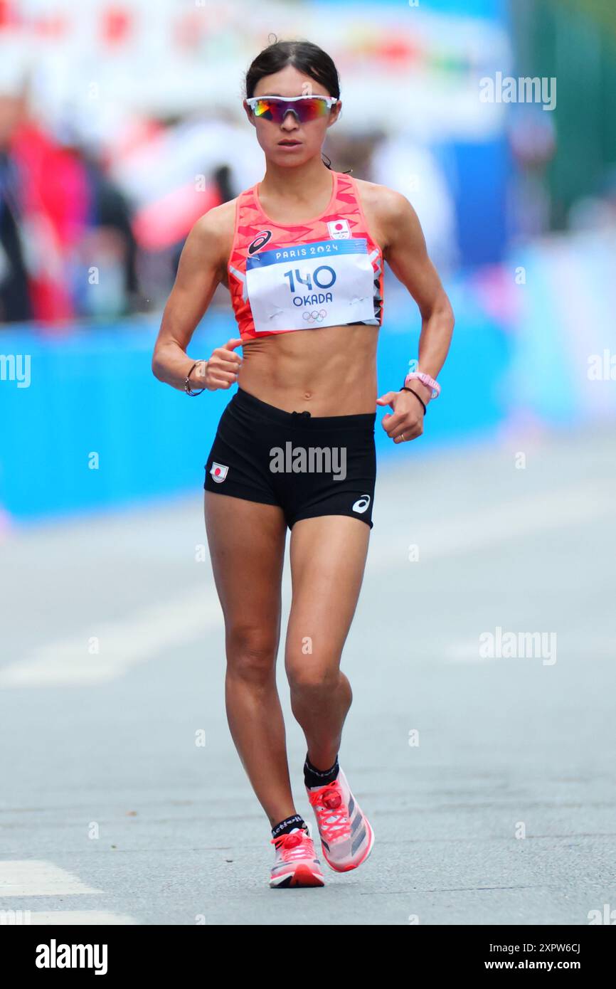 Paris, France. 7th Aug, 2024. Kumiko Okada (JPN) Race Walk : Mixed Walk ...