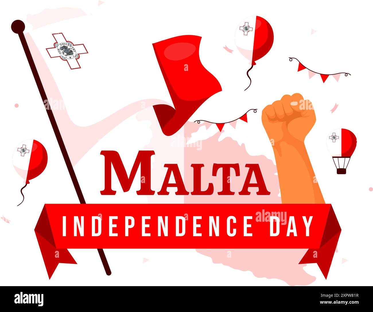 Happy Independence Day of Malta Vector Illustration Celebrating 21st ...