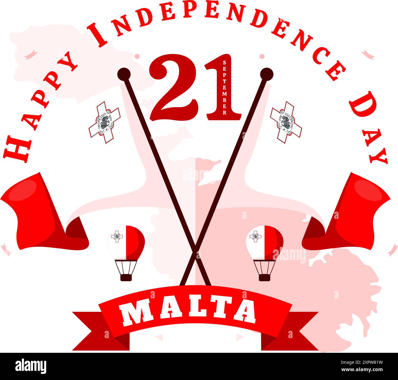 Happy Independence Day of Malta Vector Illustration Celebrating 21st ...