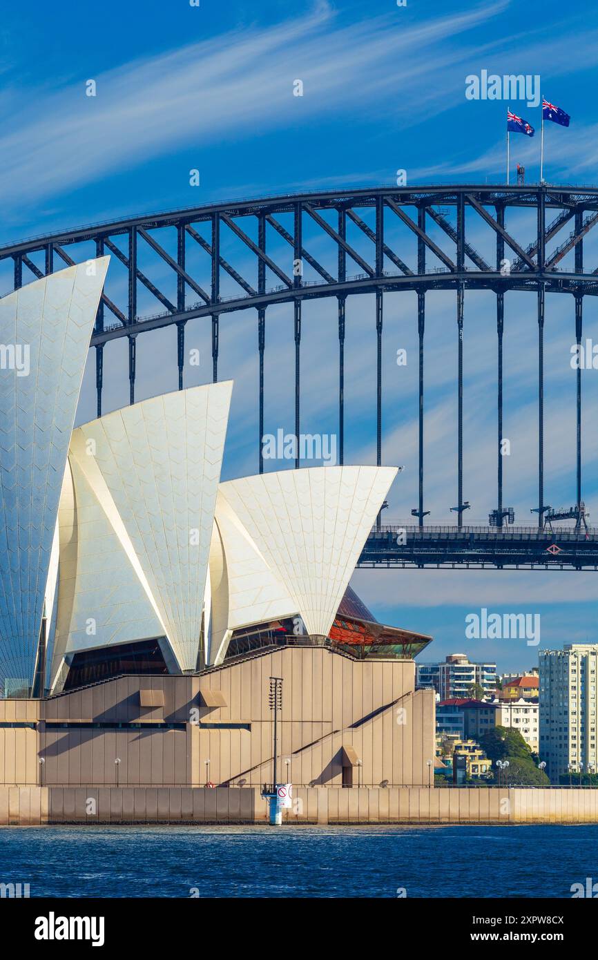 Sydney Opera House and Sydney Harbour Bridge in Sydney, Australia Stock ...