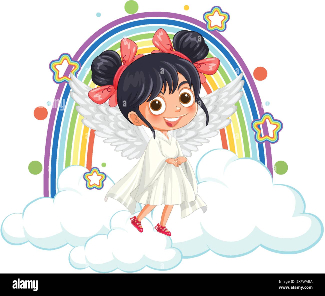 Cute angel girl standing on clouds Stock Vector Image & Art - Alamy