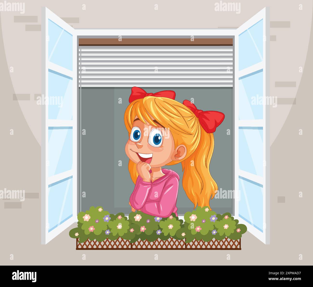 Portrait smiling girl home Stock Vector Images - Alamy