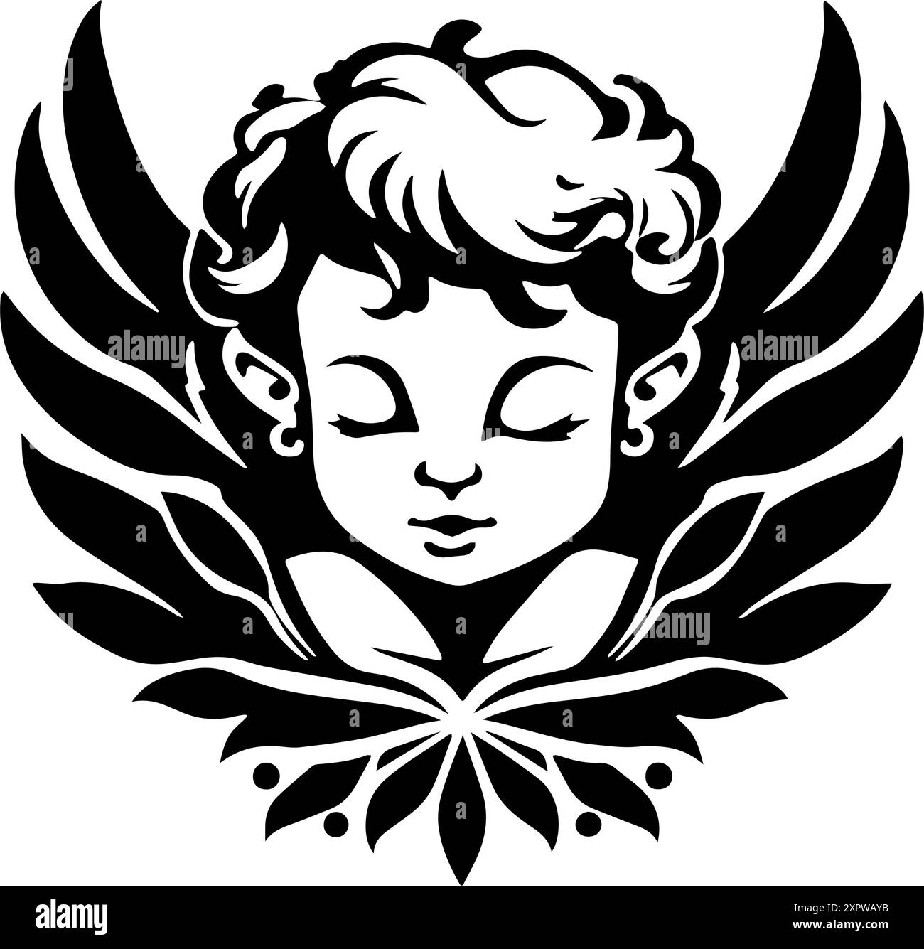 Angel Child Tattoo Design vector Stock Vector Image & Art - Alamy
