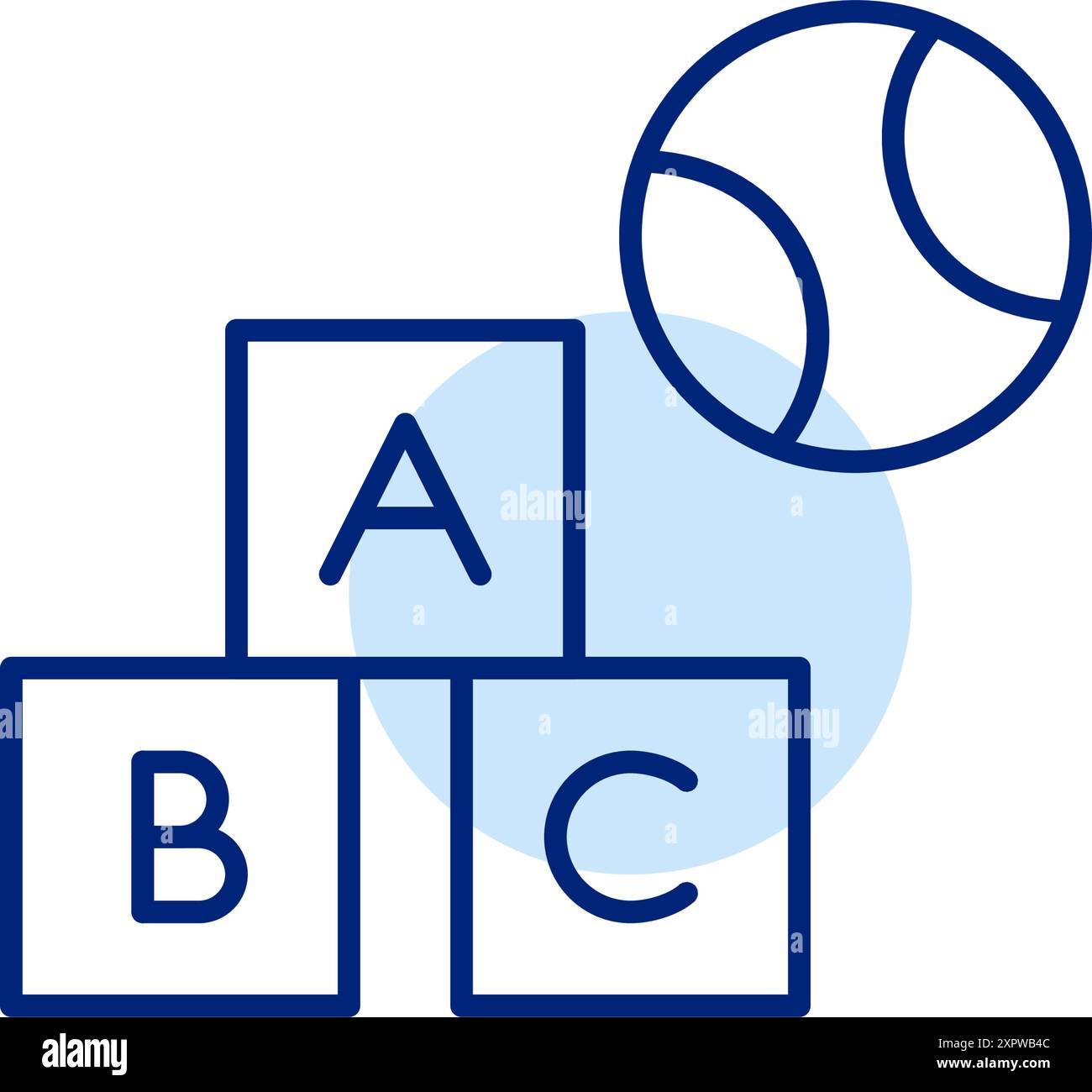 Children toys. Alphabet blocks and ball. Learning and playing. Pixel ...