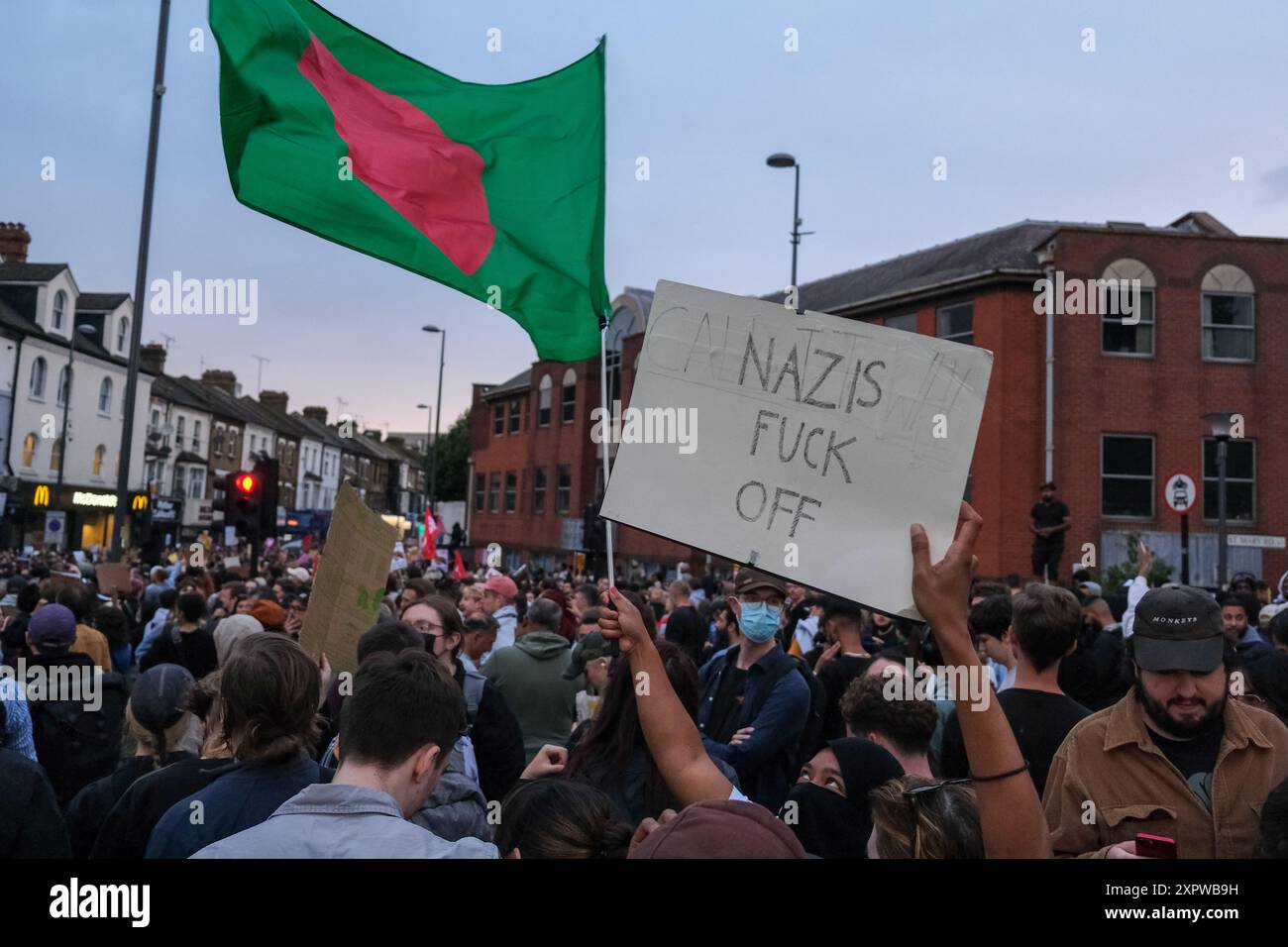 London, UK, 7th August, 2024. Thousands of anti-racists attended a ...