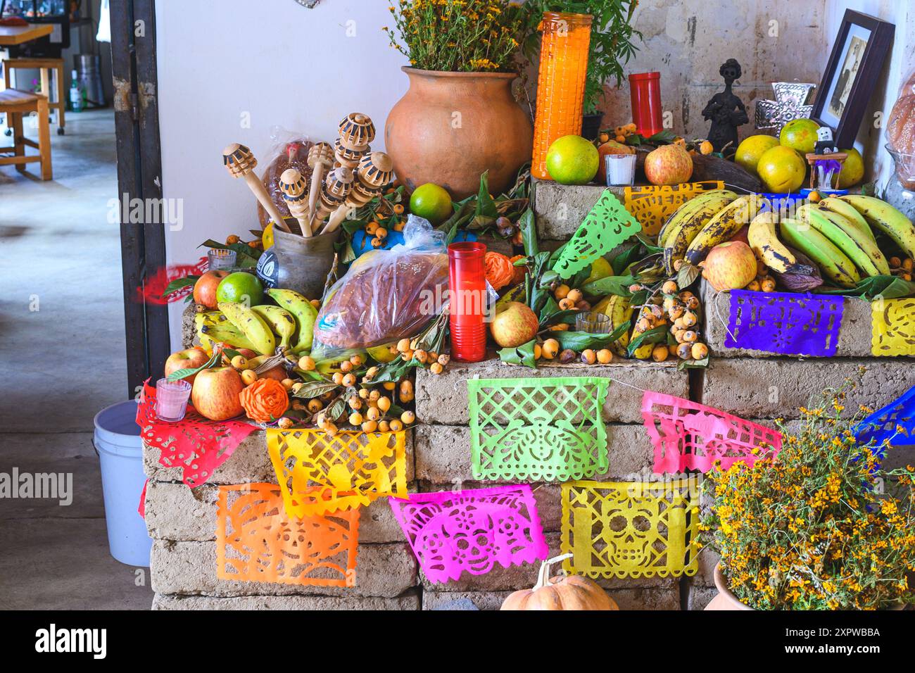 Day of the Dead Decorations in Oaxaca, Mexico, Altar With Offerings ...