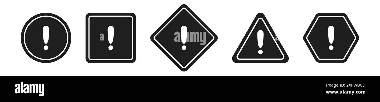 Set of round, square, rhombic, triangular and hexagonal black road ...