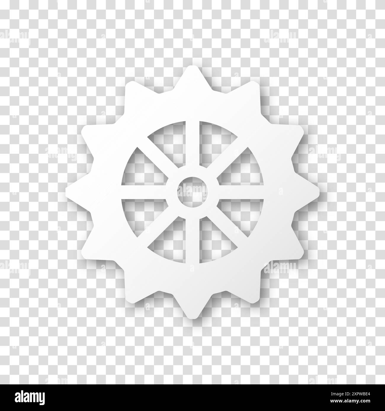 Gear icon, flat design. Machine sprocket gear icon. Realistic vector ...