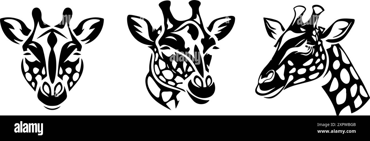 Three Giraffe Heads Tribal vector Stock Vector Image & Art - Alamy