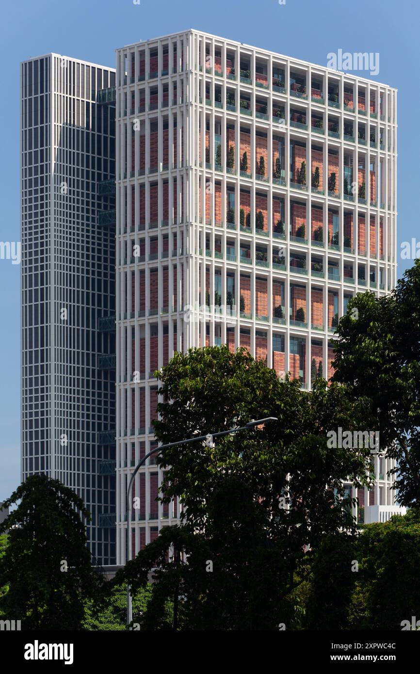 Vertical architecture of The States Court Tower. Trees are planted in ...