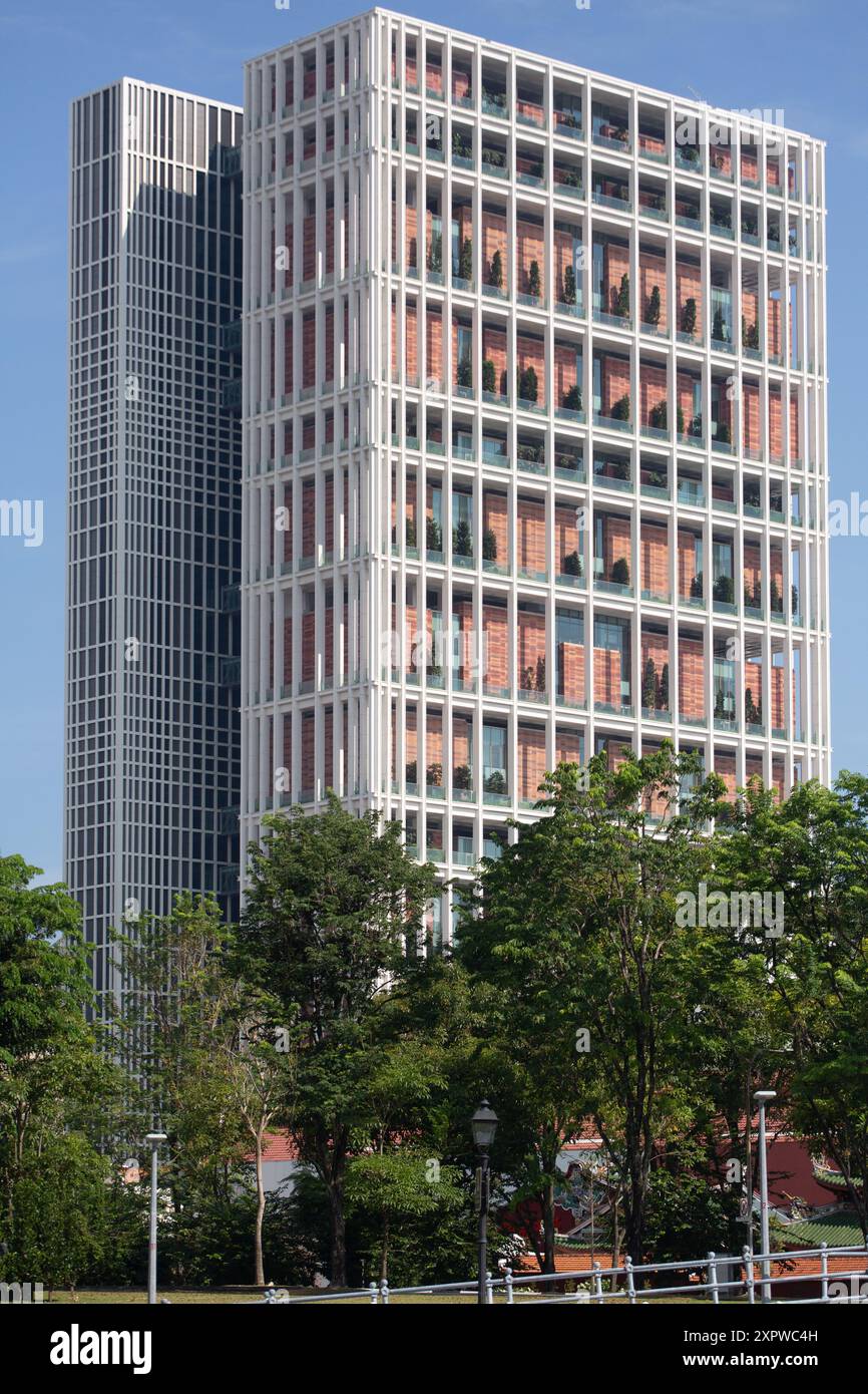 Vertical architecture view of The States Court Tower in Singapore ...